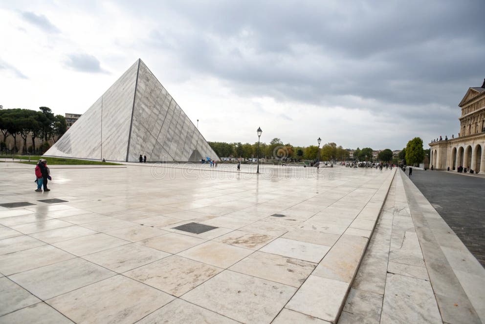 Marble Plaza Under the Triangular Pyramid Stock Illustration ...