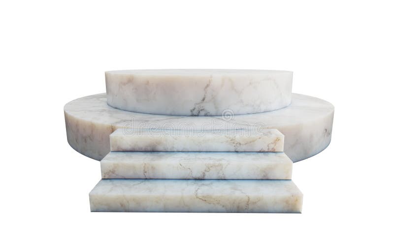 Marble Podium with Circular Platform and Steps Front View Stock ...