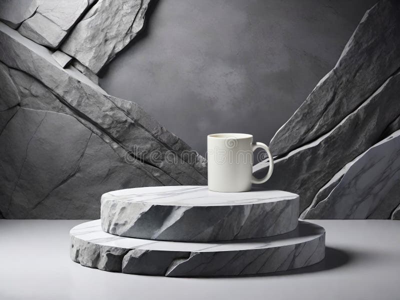 Marble Podium with Mug on Concrete Background Stock Illustration ...