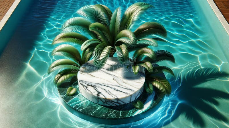 Marble Podium Stand Elegantly Placed in the Clear, Shimmering Waters of ...