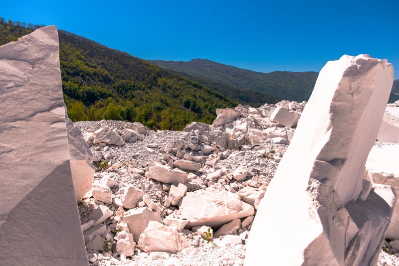 Marble Quarry Blocks on a Open Field Stock Photo - Image of digging ...