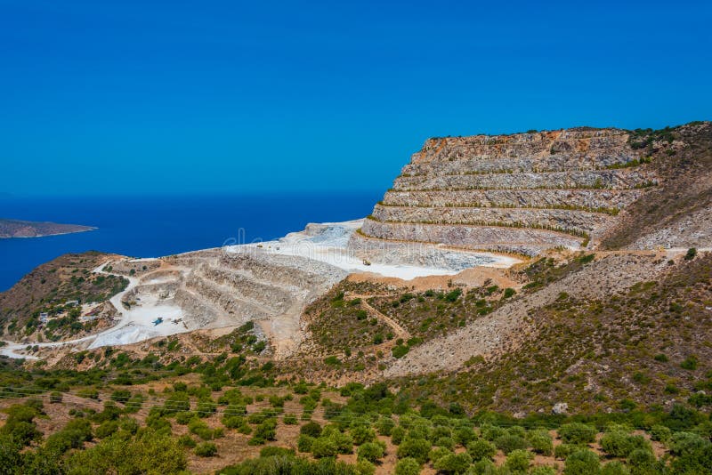 Marble Quarry at Greek Island Crete Stock Image - Image of marble ...