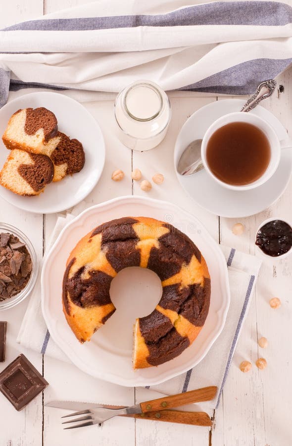 Marble Ring Cake with Hazelnuts. Stock Image - Image of dark, crust ...