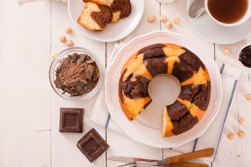 Marble Ring Cake with Hazelnuts. Stock Photo - Image of pastry, cake ...
