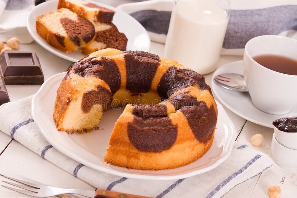 Marble Ring Cake with Hazelnuts. Stock Image - Image of flan, cocoa ...
