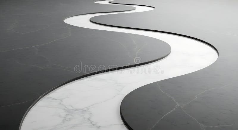 Abstract Marble Path Design on Dark Stone Floor Stock Image - Image of ...