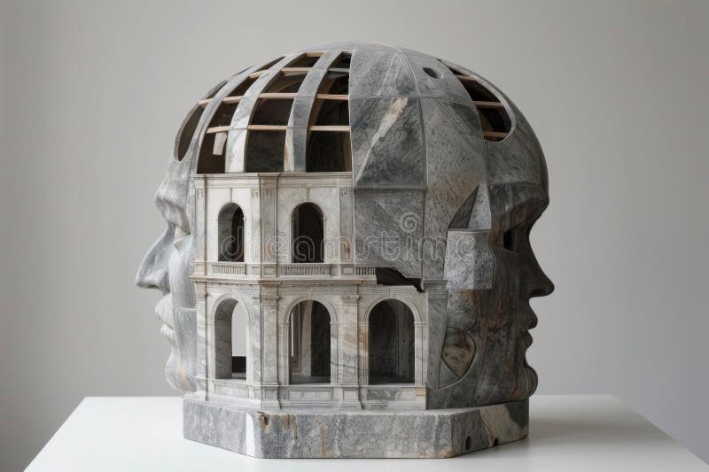 Marble Sculpture Combining Faces and Architecture Displaying the Human ...