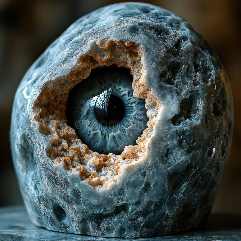 Marble Sculpture with Realistic Eye and Rugged Edges Stock Image - Image of realistic, details ...