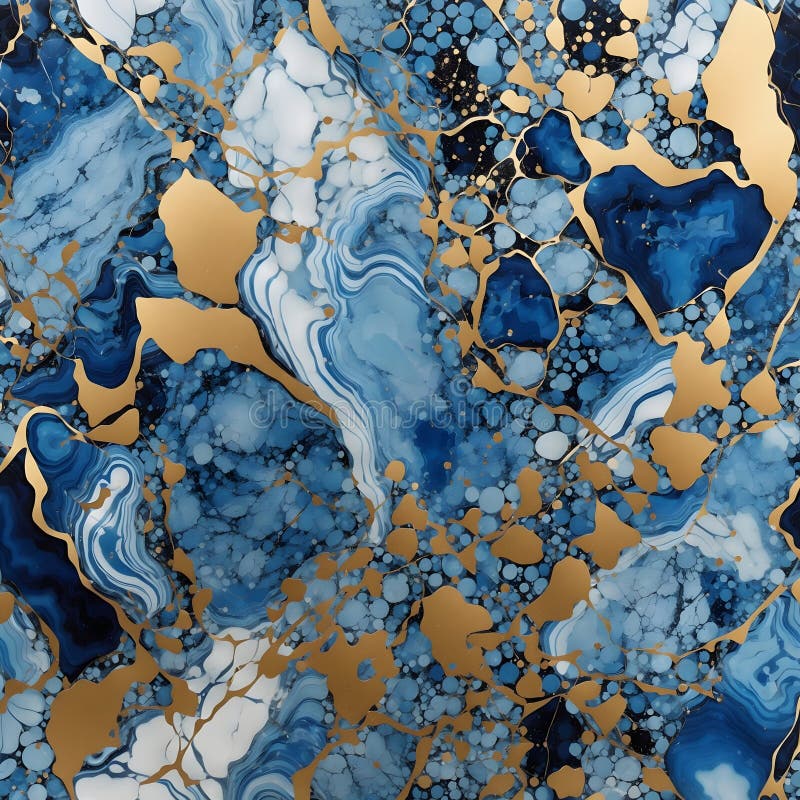 Marble Seamless Pattern with Gold, Blue and White Marble Texture Stock ...