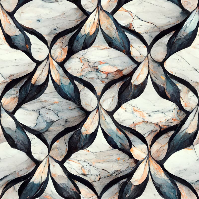 Marble Seamless Pattern. Hand-drawn Illustration on White Background ...