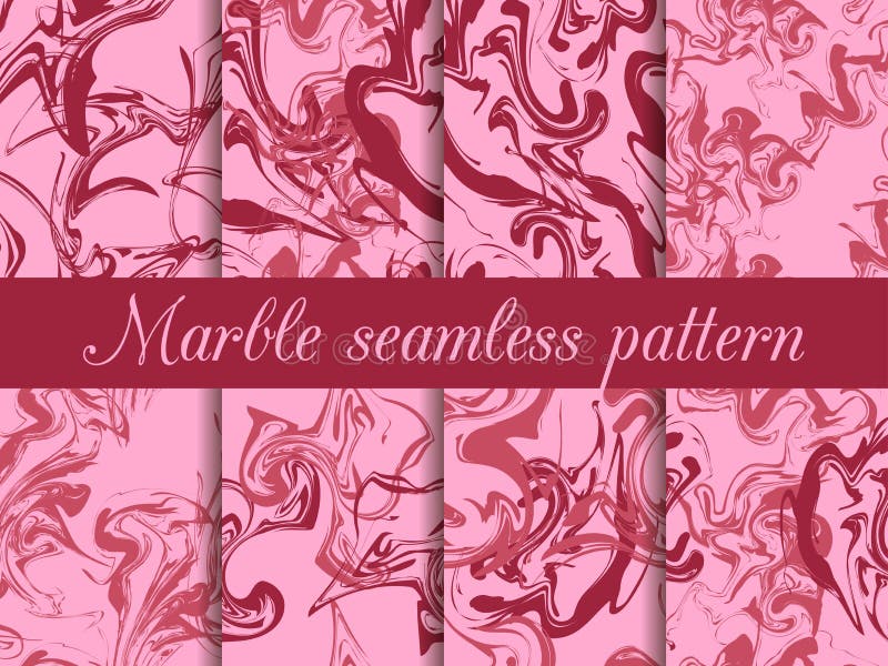Marbling Seamless Pattern Set. Watercolor Marbling Illustration ...