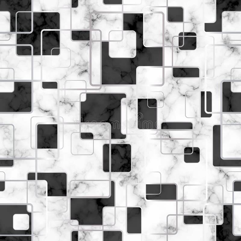 Marble Seamless Pattern. Repeating White and Black Marble Texture ...