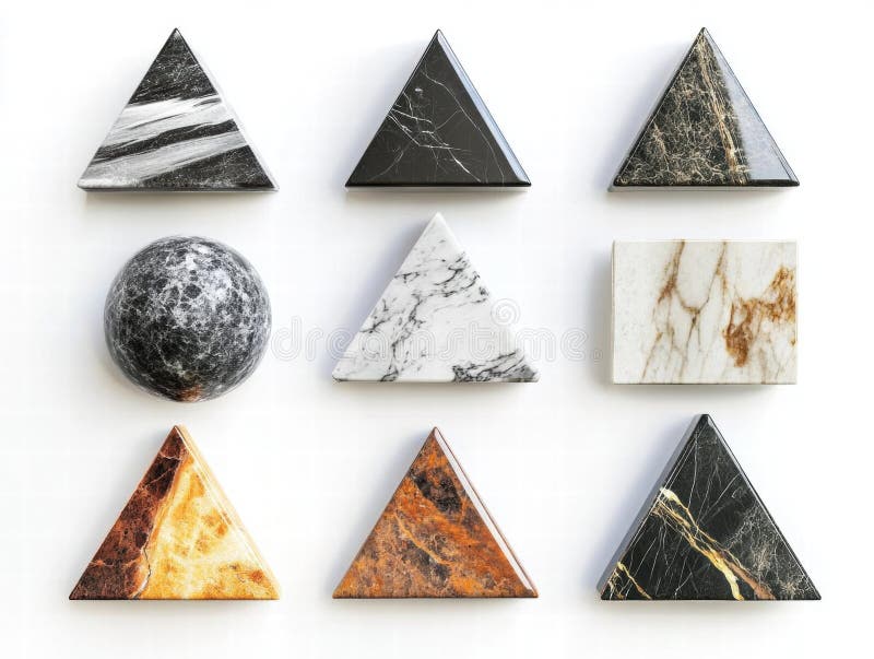 Marble Shapes Arranged on White Background, Minimalist Design Concept ...