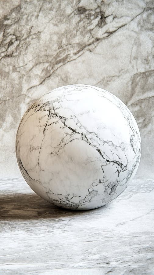 Marble Sphere with Natural Texture on Marble Background Stock Photo ...