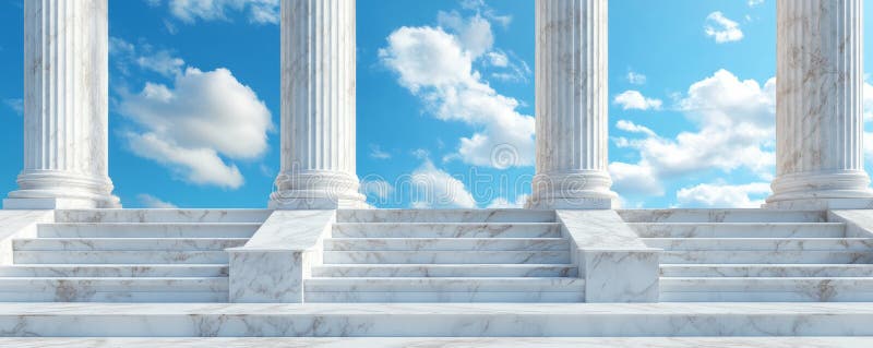Marble Staircase To Heaven 3D Render, Cloudscape, Columns, Ascension ...