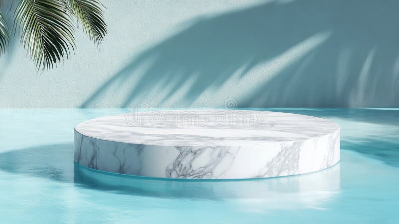 Marble Stand in Pool with Tropical Shadows for Product Display Stock ...