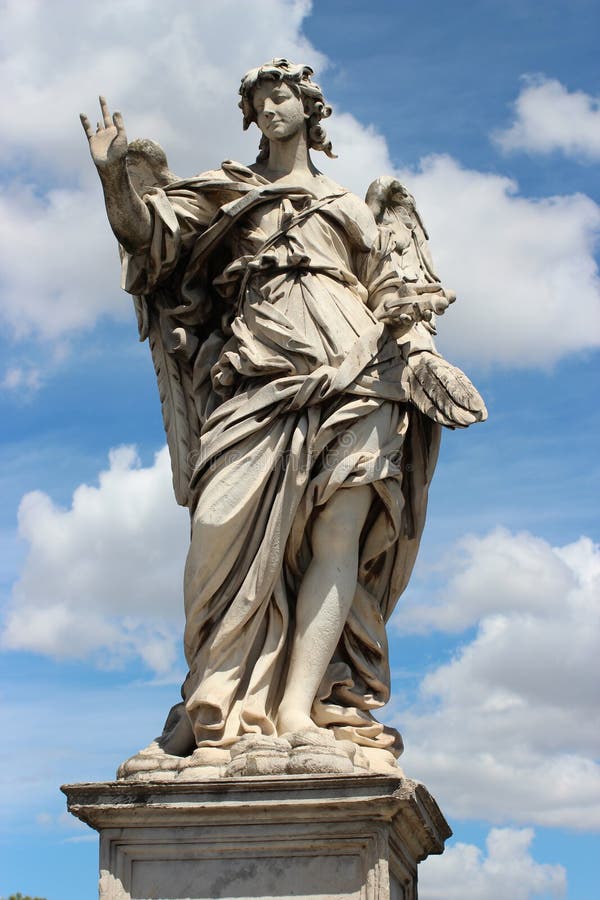 Marble Statue of Angel from the Sant Angelo Bridge Stock Image - Image ...