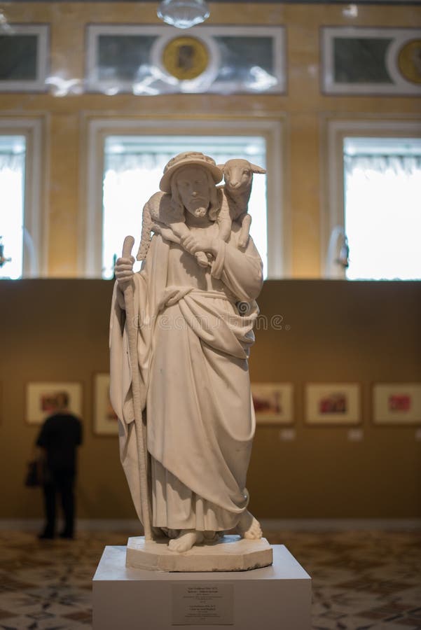 Marble Statue Man With Goat At Russian Hermitage Editorial Photography ...