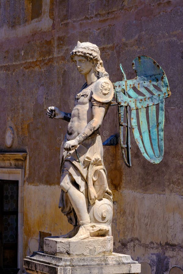 Marble Statue of Saint Michael in Castel Sant Angelo Stock Photo - Image of montelupo, michael ...