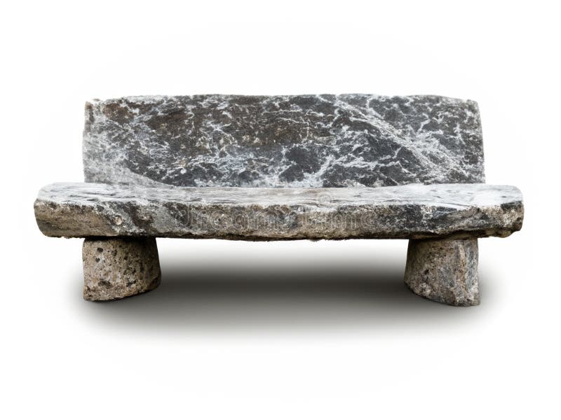 Marble Stone Bench Isolated on White Background Stock Photo - Image of ...