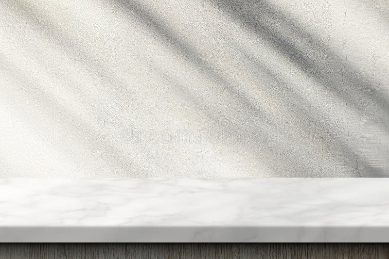 Marble Table and Concrete Wall Background with Light Beam To the ...