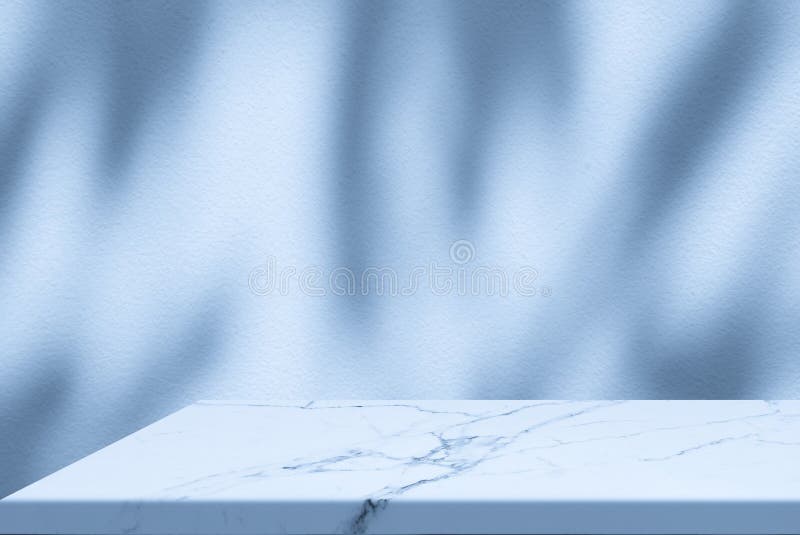Marble Table Corner with Light Beam, Shadow, and Spotlight on the Blue ...
