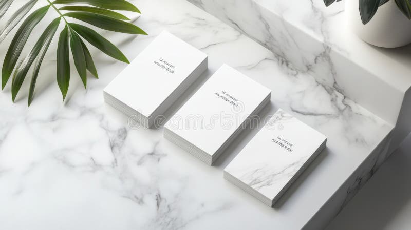 A Marble Table with Three Business Cards on it Stock Illustration ...