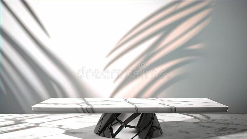 Marble Table with Tree Shadow Against White Wall for Organic Appeal of ...