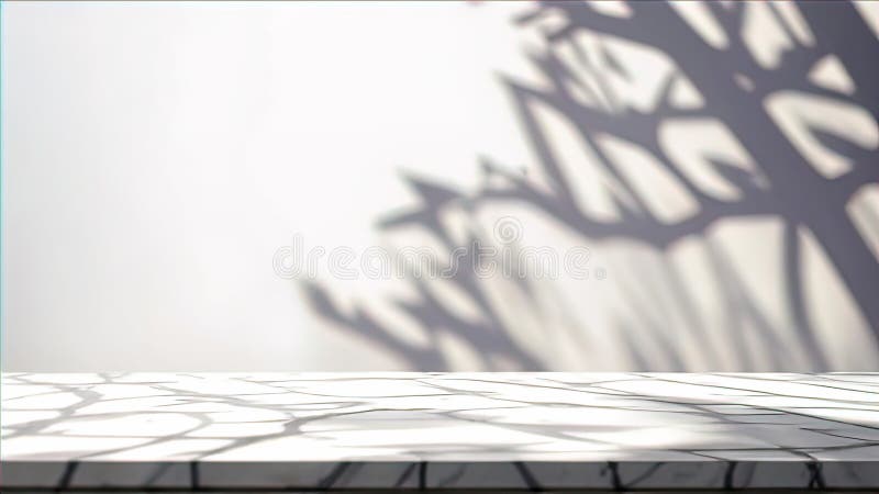 Marble Table with Tree Shadow Against White Wall for Organic Appeal of ...