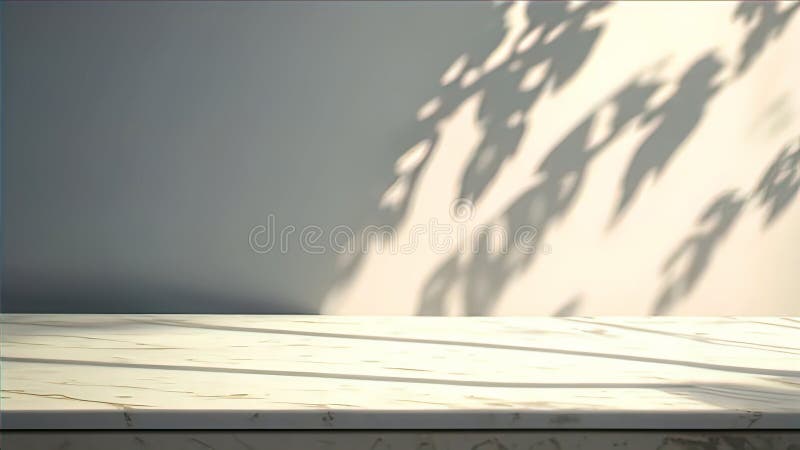Marble Table with Tree Shadow Against White Wall for Organic Appeal of ...