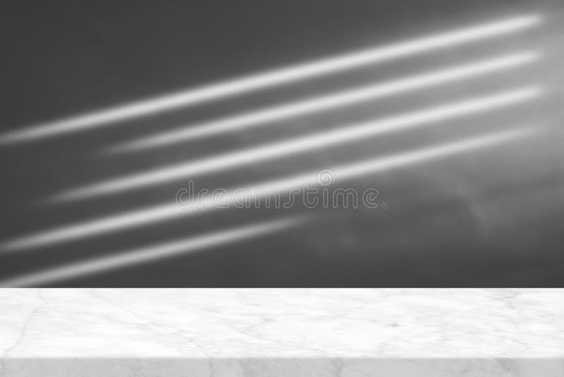 Marble Table with White Stucco Wall Texture Background with Light Beam ...