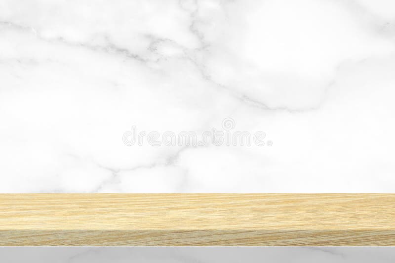 Marble Table with Wooden Top Table with Wall Background Stock Image ...
