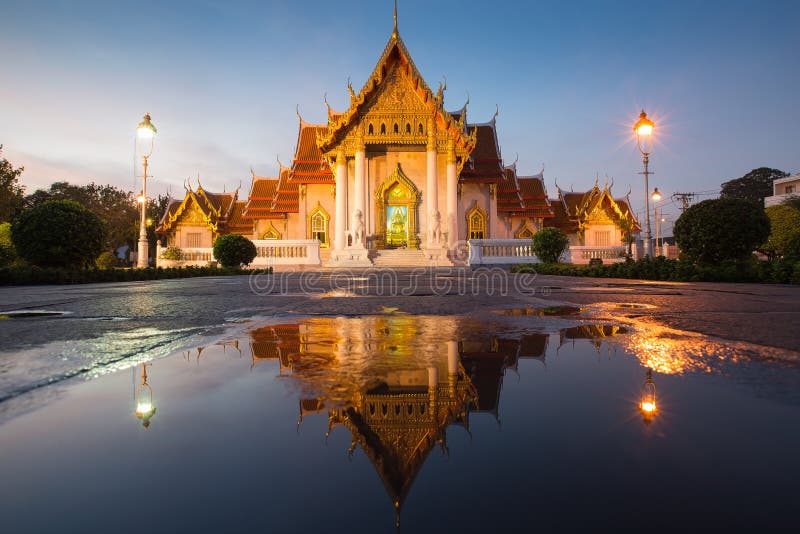 Marble Temple with Water Reflection Stock Image - Image of reflect ...