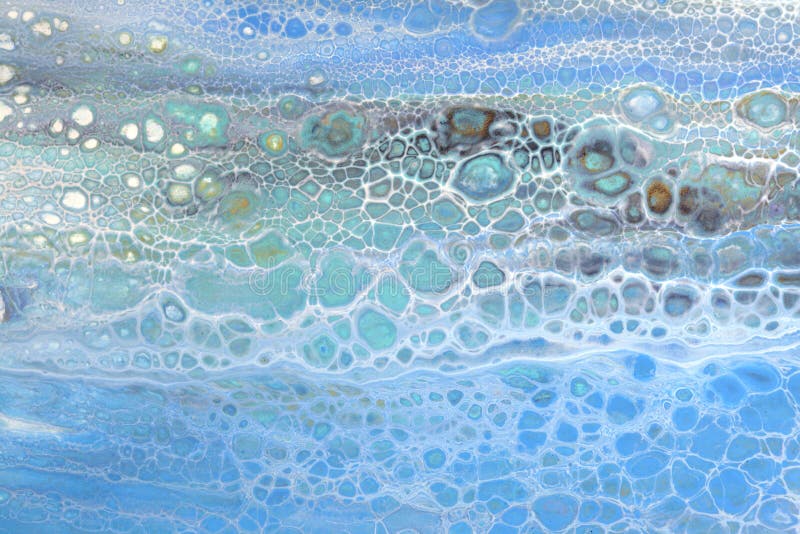 Marble Texture Acrylic Blue Colors Blots Abstract Background Stock