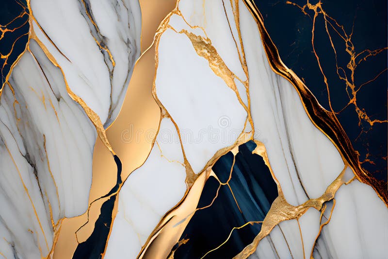 Marble Texture Background Pattern with Gold, Blue and White Colours. AI ...