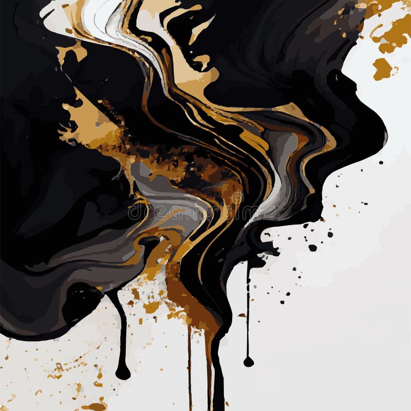 Marble Texture Design Colorful Black Gold Marble Surface Curved Lines
