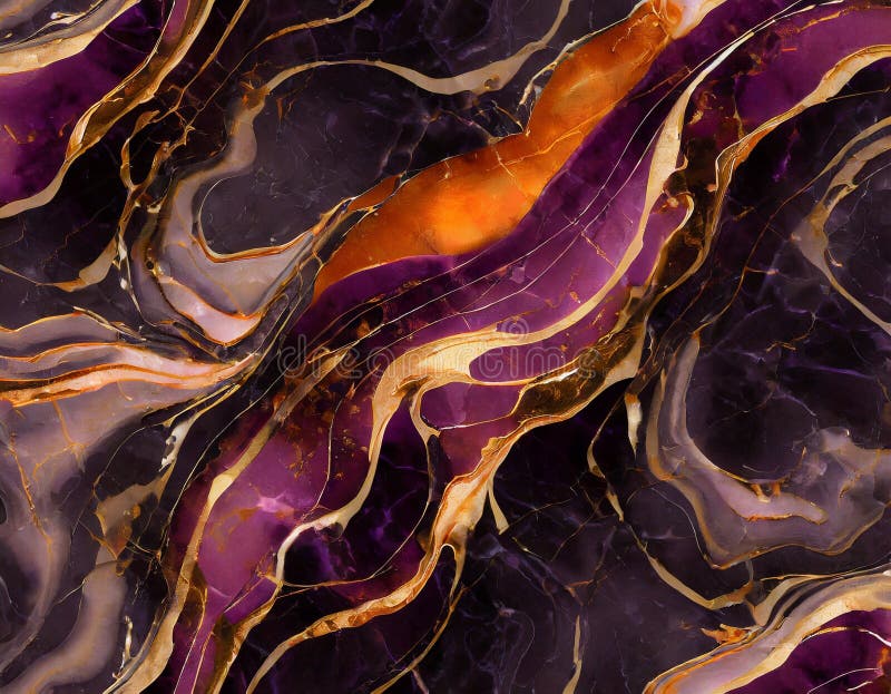 Marble Texture Seamless Pattern. Purple, Orange, Black, Red,gold Color ...