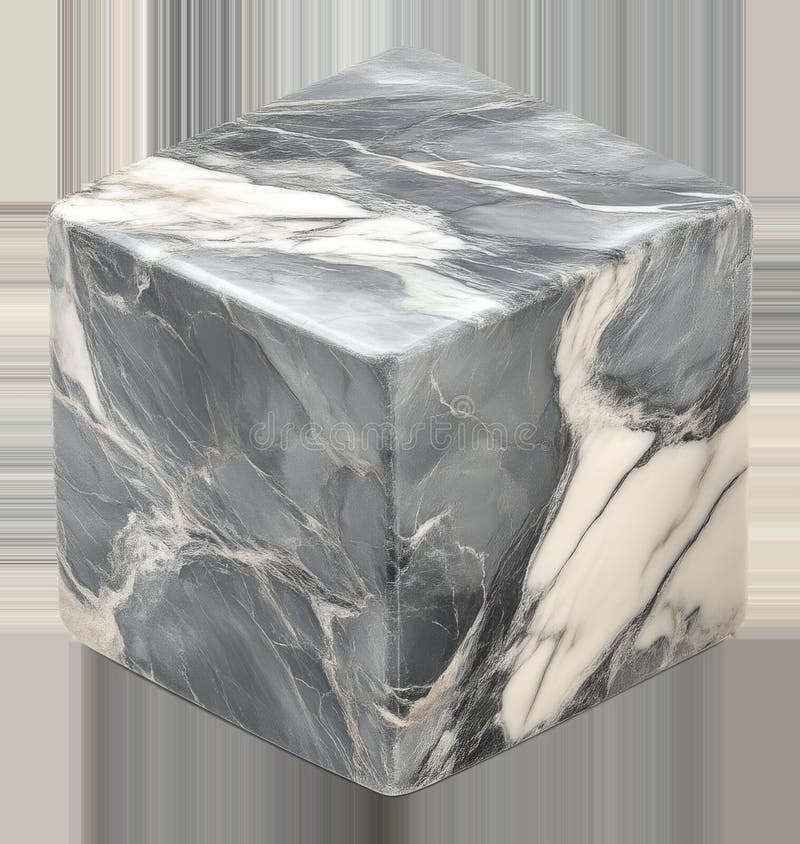 Marble Textured Cube with Grey and White Patterns, Isolated Design ...