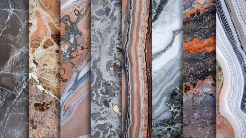 Marble Textures in Various Colors and Patterns, Showcasing Natural ...