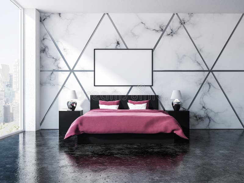 Marble Triangle Pattern Bedroom Interior, Poster Stock Illustration ...
