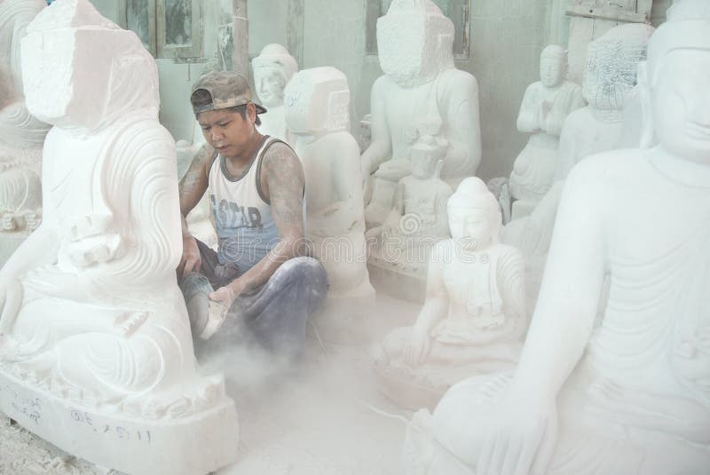 Marble worker in Mandalay editorial stock image. Image of artisan ...