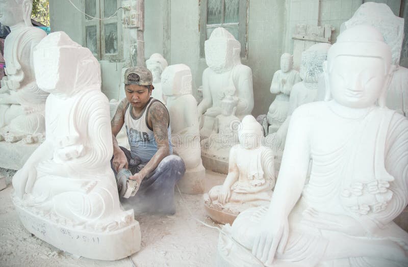 Marble worker in Mandalay editorial photo. Image of smiling - 84545876