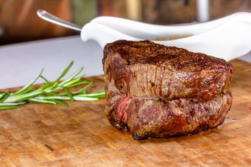 Marbled Beef Minion Steak Fried Properly so that the Middle is Pink ...