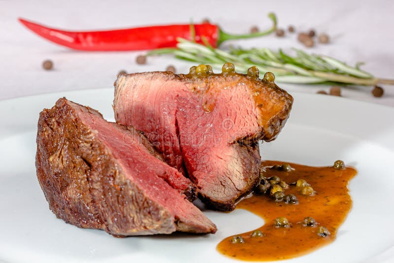 Marbled Beef Minion Steak Fried Properly so that the Middle is Pink ...