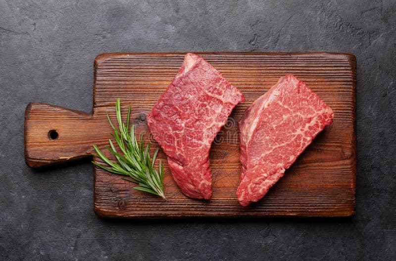 Marbled Beef Steak. Two Fresh Raw Fillet Steaks Stock Photo - Image of ...
