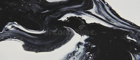 Marbled Black Ink Patterns Swirling Against a White Background Creating ...