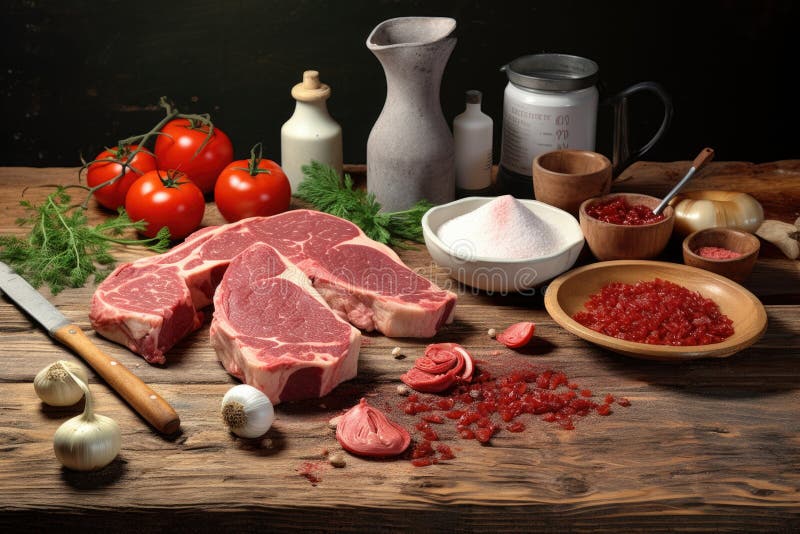 Marbled Meat, Top Blade Meat Steak, on Table Background, with Copy ...