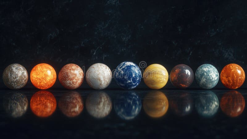 Marbled Planets on Black Surface Stock Photo - Image of astronomy ...