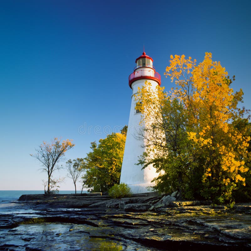Marblehead Lighthouse Unique Perspective Stock Photo - Image of shadow ...