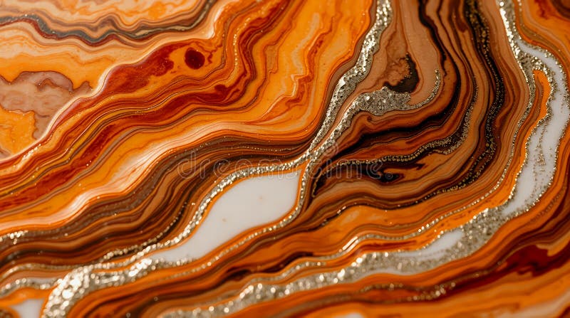 Marbleous Wonder Background - Vibrant Orange Abstract Agate with Golden ...